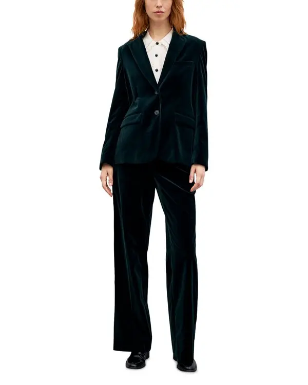 Gerard Darel Jyna Velvet Two Button Notch Collar Jacket - Green