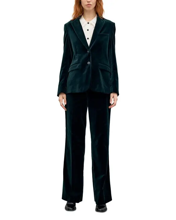 Gerard Darel Jyna Velvet Two Button Notch Collar Jacket - Green