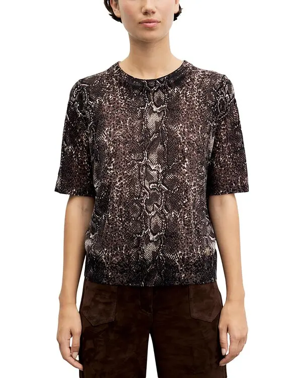 Gerard Darel Rosa Wool Printed Short Sleeve Sweater