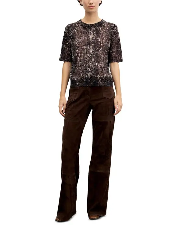 Gerard Darel Rosa Wool Printed Short Sleeve Sweater