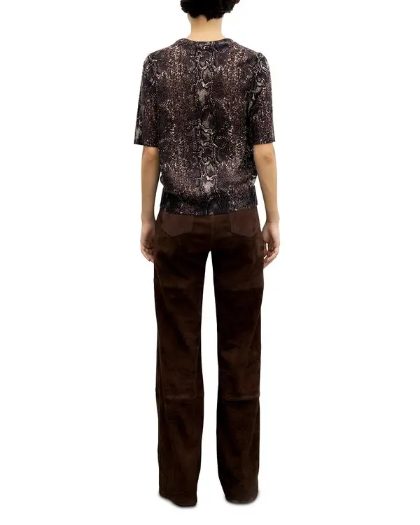 Gerard Darel Rosa Wool Printed Short Sleeve Sweater