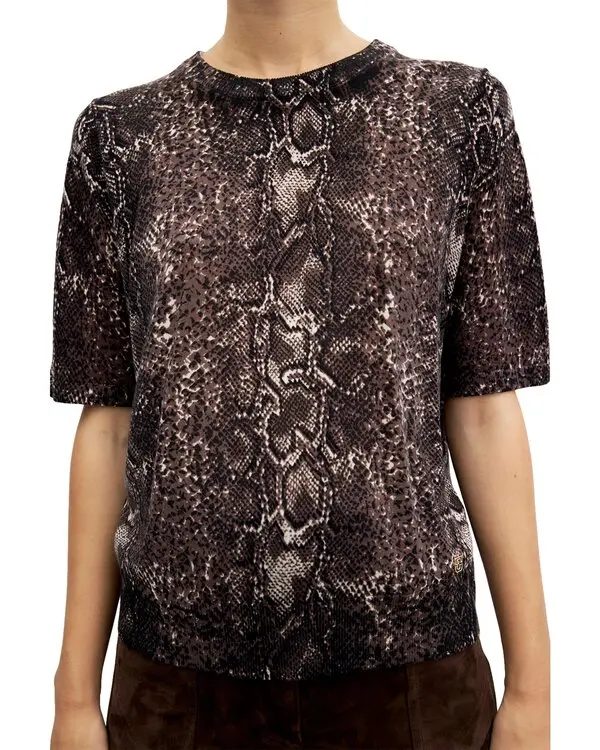 Gerard Darel Rosa Wool Printed Short Sleeve Sweater