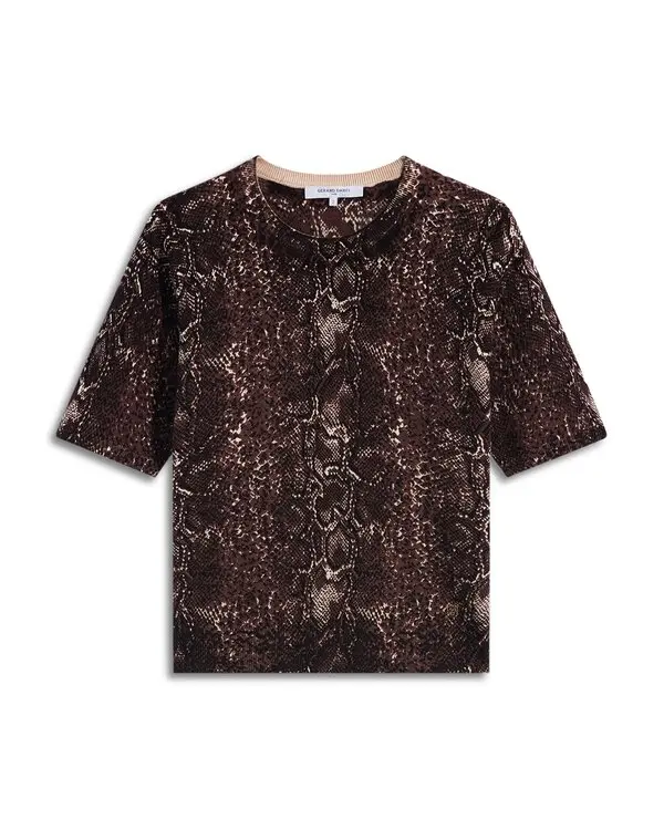 Gerard Darel Rosa Wool Printed Short Sleeve Sweater