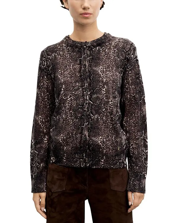 Gerard Darel Rouba Printed Wool Button-front Sweater