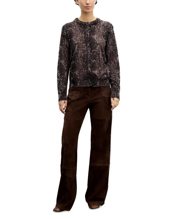 Gerard Darel Rouba Printed Wool Button-front Sweater