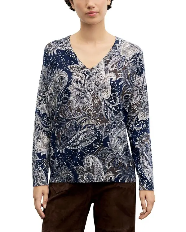 Gerard Darel Rhea Wool V Neck Sweater - Navy