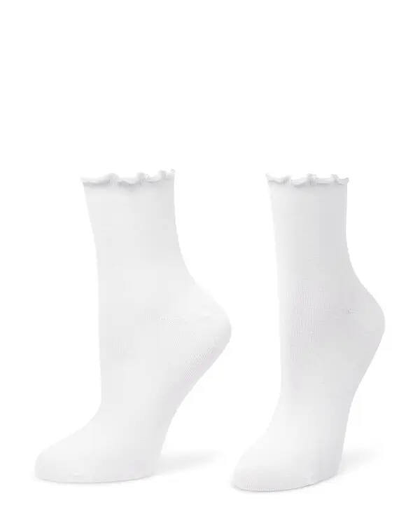 Hue Ruffle Edge Ankle Socks Pack Of 3 - White