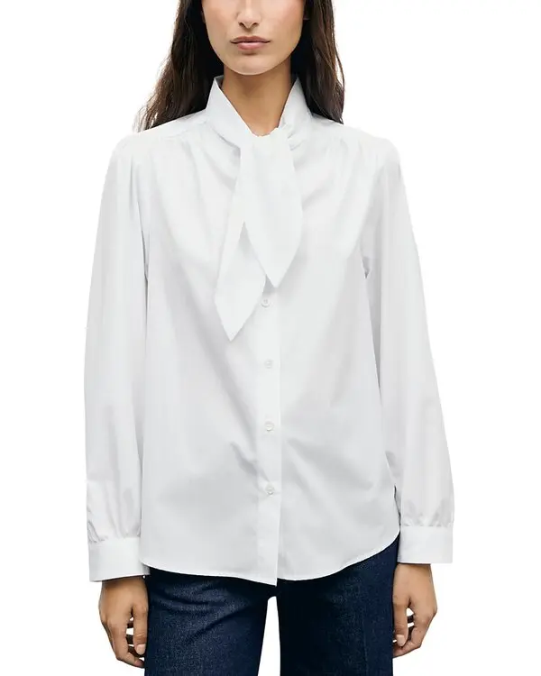 Gerard Darel Cotton Tie Neck Blouse