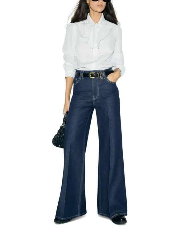 Gerard Darel Cotton Tie Neck Blouse
