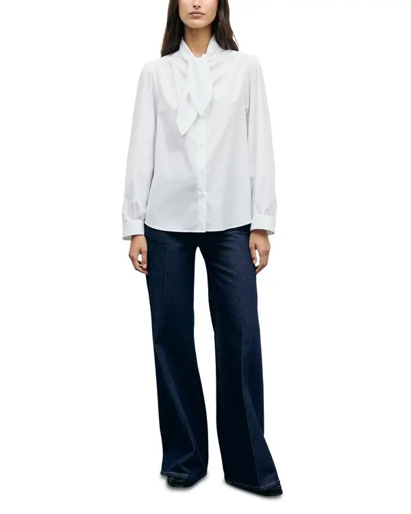 Gerard Darel Cotton Tie Neck Blouse