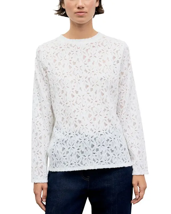 Gerard Darel Baby Textured Burnout Pattern Top - Ecru