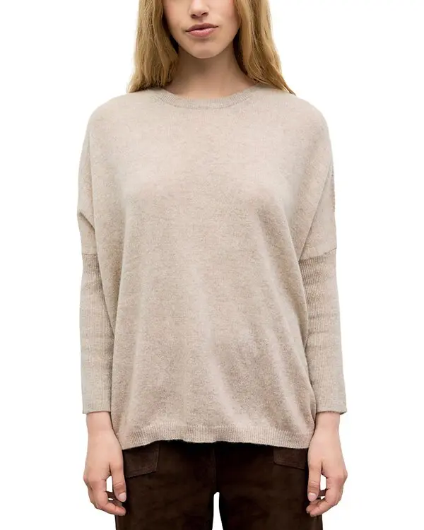 Gerard Darel Reta Cashmere Sweater With Ribbed Sleeves - Beige