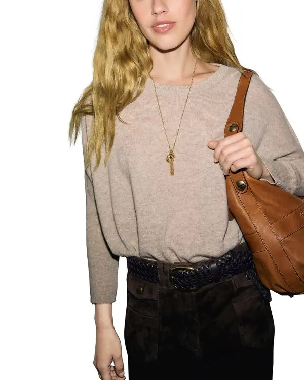 Gerard Darel Reta Cashmere Sweater With Ribbed Sleeves - Beige