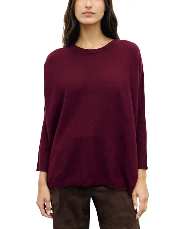 Gerard Darel Reta Cashmere Ribbed Sleeve Sweater - Redwine