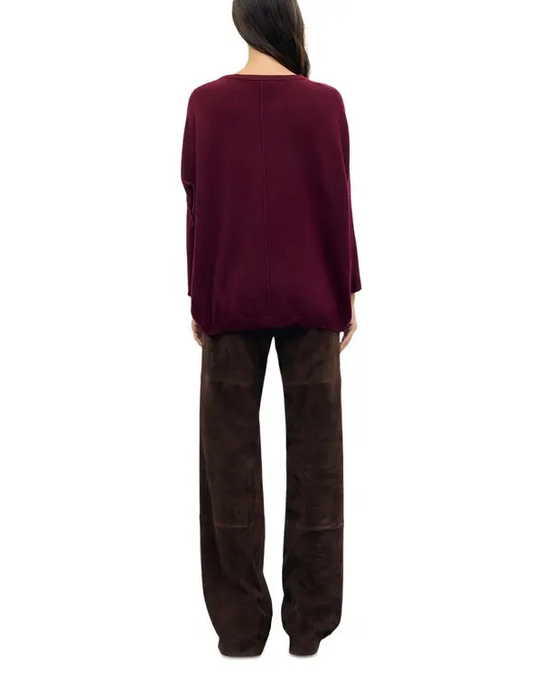 Gerard Darel Reta Cashmere Ribbed Sleeve Sweater - Redwine