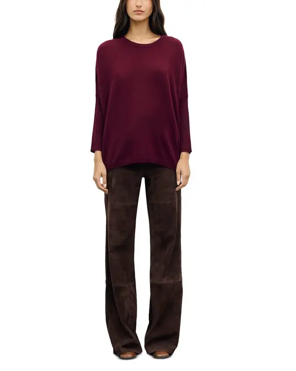 Gerard Darel Reta Cashmere Ribbed Sleeve Sweater - Redwine