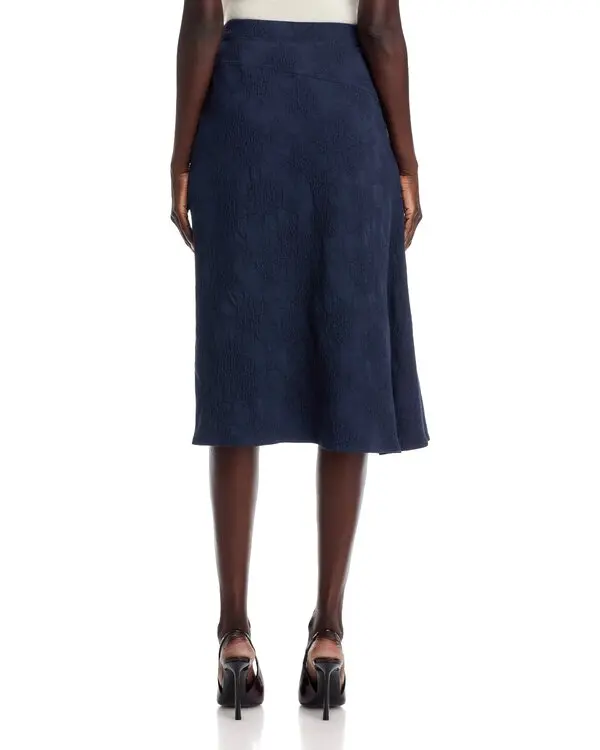 Erdem Flower Jacquard Drape Midi Skirt