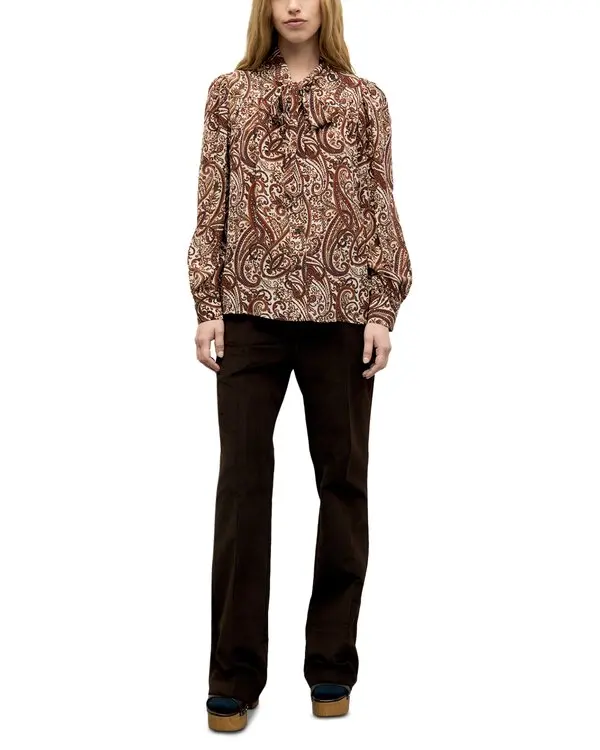 Gerard Darel Printed Tie Neck Blouse