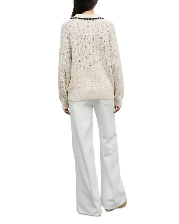 Gerard Darel Roca Open Knit Sweater With Peter Pan Collar