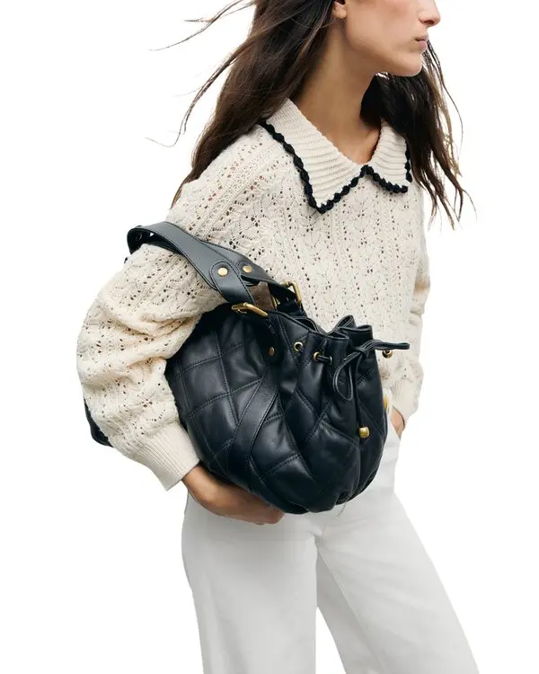 Gerard Darel Roca Open Knit Sweater With Peter Pan Collar