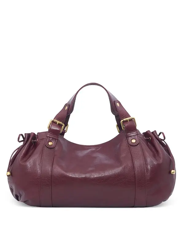 Gerard Darel 24h Large Leather Handbag - Redwine