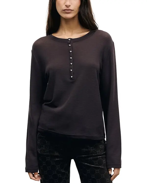 Gerard Darel Balie Wool Half Button T Shirt