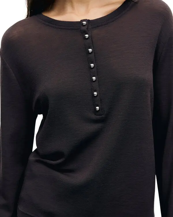 Gerard Darel Balie Wool Half Button T Shirt