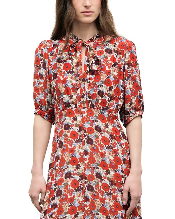 Gerard Darel Coco Tie Neck Midi Dress