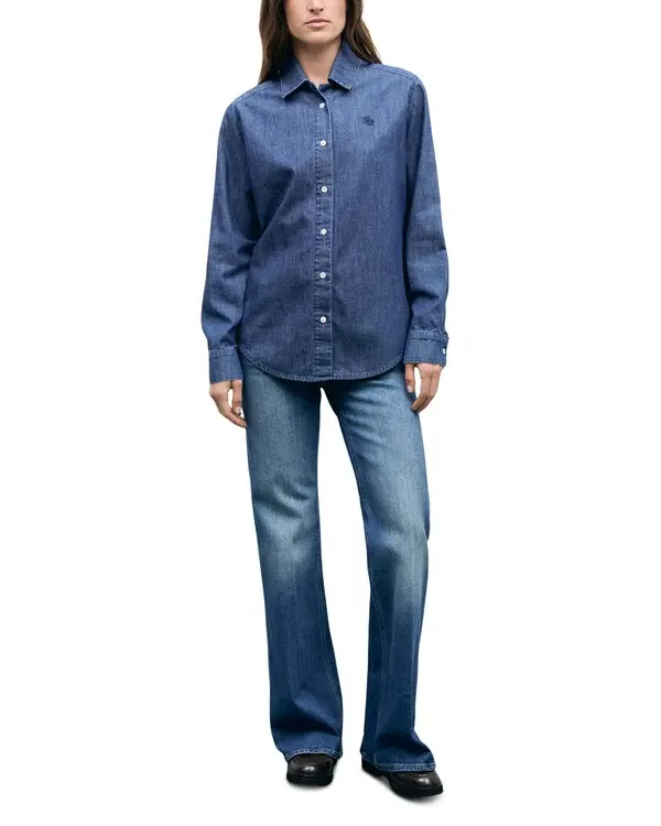 Gerard Darel Lucy Cotton Button Front Blouse