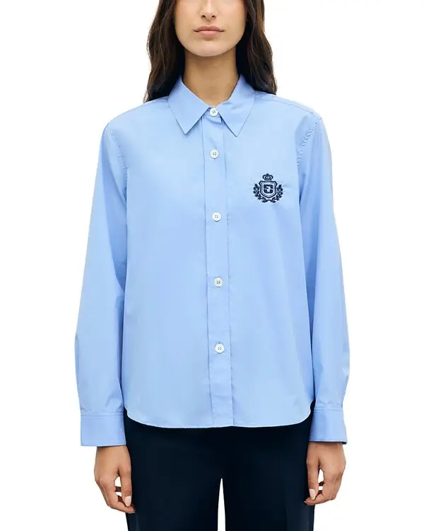 Gerard Darel Luma Cotton Button Front Shirt - Bluesky
