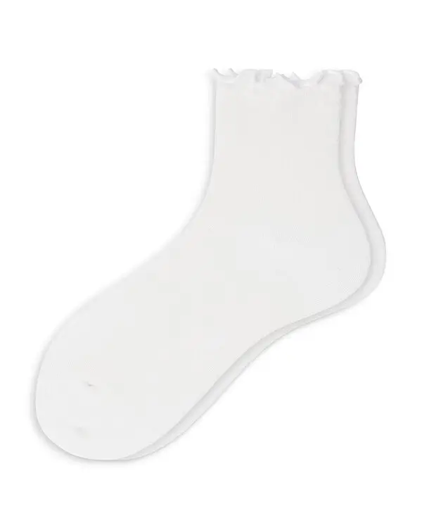 Hue Ruffle Edge Ankle Socks - Ivory