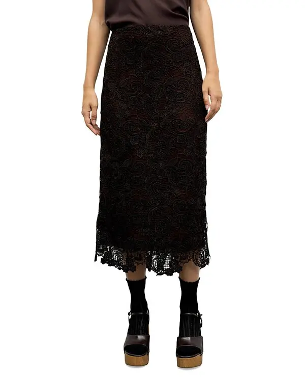 Gerard Darel Lace Midi Skirt