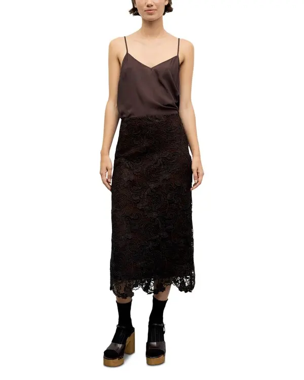 Gerard Darel Lace Midi Skirt