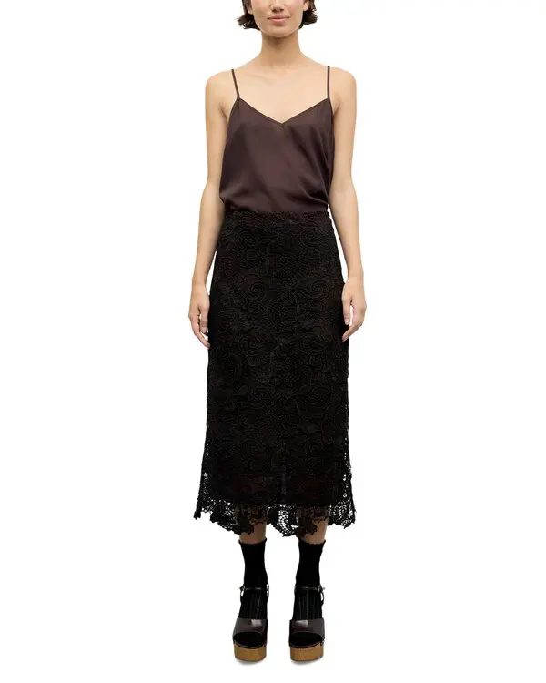 Gerard Darel Lace Midi Skirt