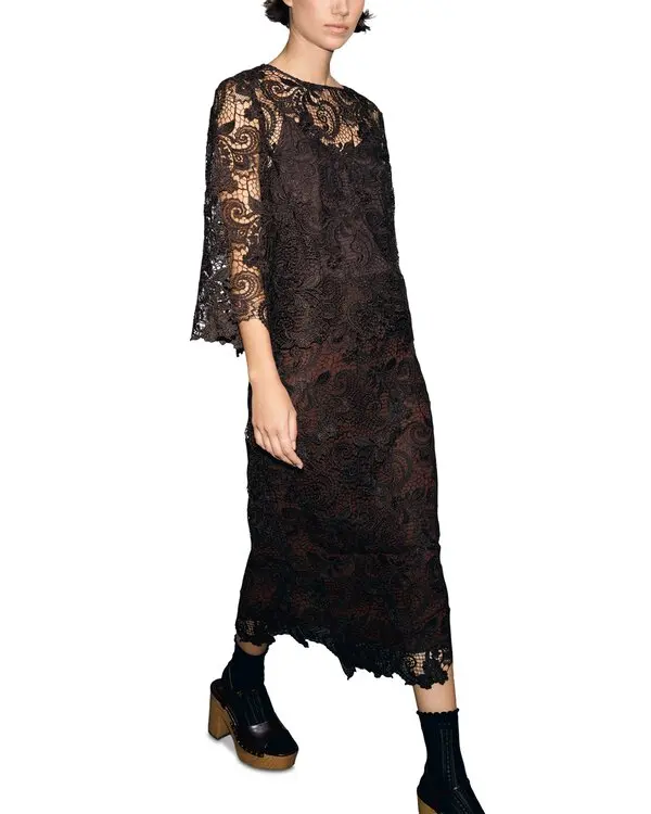 Gerard Darel Lace Midi Skirt