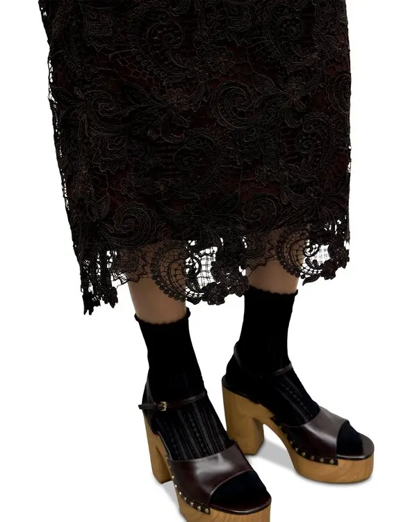 Gerard Darel Lace Midi Skirt