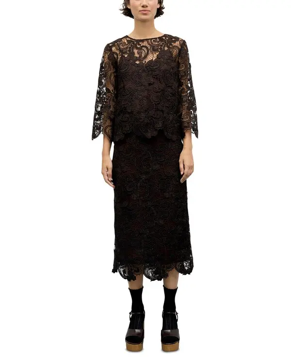 Gerard Darel Lace 3/4 Sleeve Blouse