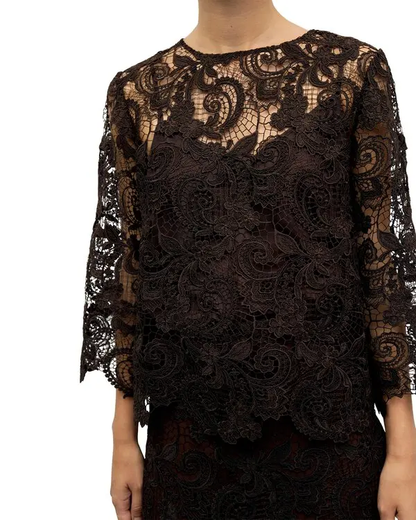 Gerard Darel Lace 3/4 Sleeve Blouse
