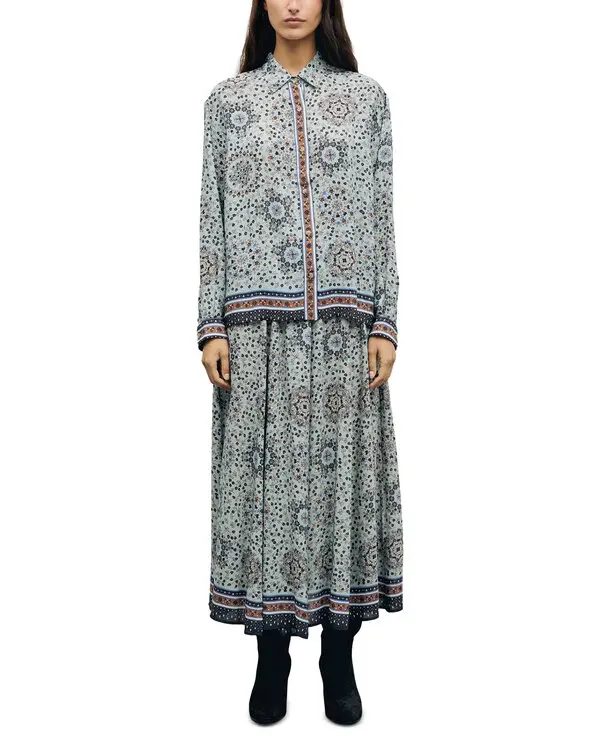 Gerard Darel Liz Printed Button Front Blouse