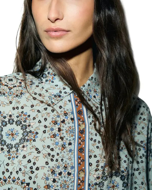 Gerard Darel Liz Printed Button Front Blouse