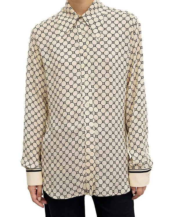 Gerard Darel Jimi Printed Button Front Blouse