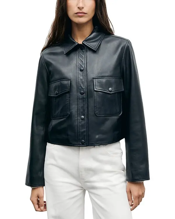 Gerard Darel Petra Leather Button Front Jacket