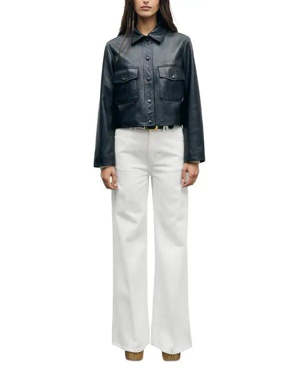 Gerard Darel Petra Leather Button Front Jacket
