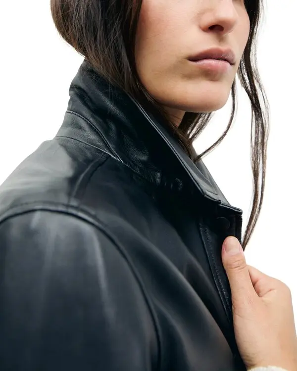 Gerard Darel Petra Leather Button Front Jacket