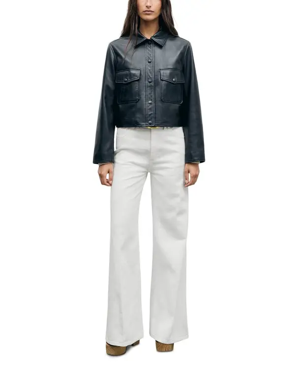Gerard Darel Petra Leather Button Front Jacket