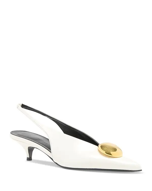 Proenza Schouler Dome Slash Slingback Leather Pumps - Ivory