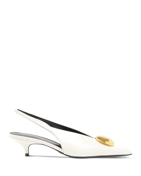 Proenza Schouler Dome Slash Slingback Leather Pumps - Ivory