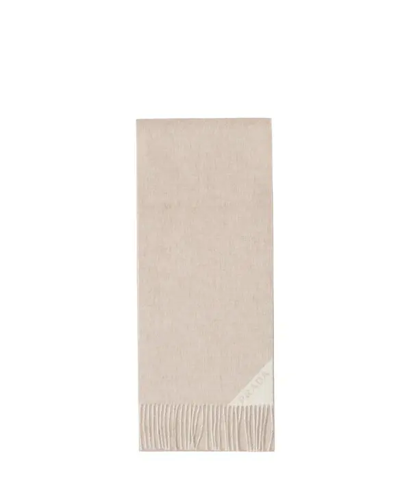 Prada Double Cashmere Scarf - Sand/chalk