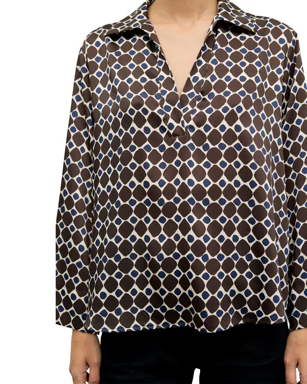 Gerard Darel Printed Open Collar Blouse