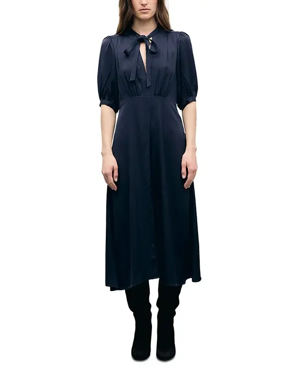 Gerard Darel Puffed Sleeve Midi Dress